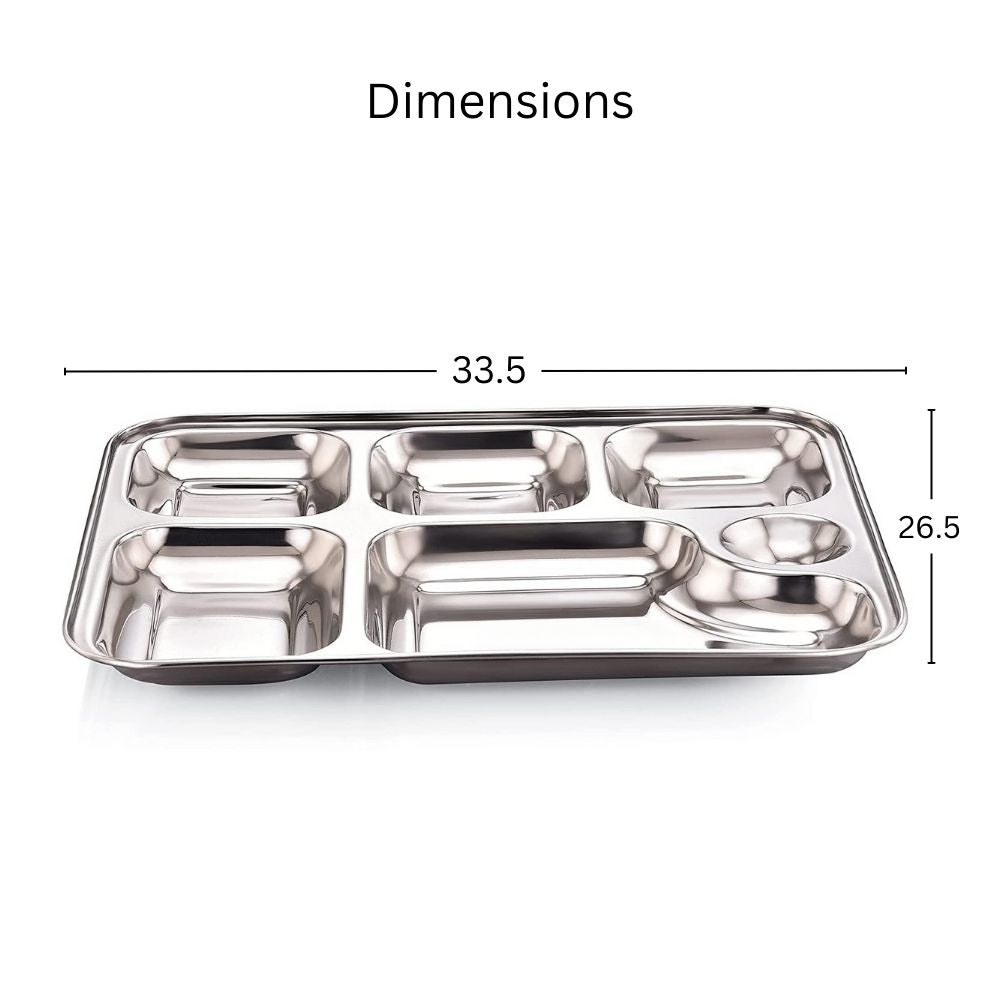 Softel Stainless Steel 5 in 1 Partition Plate with Achar compartment