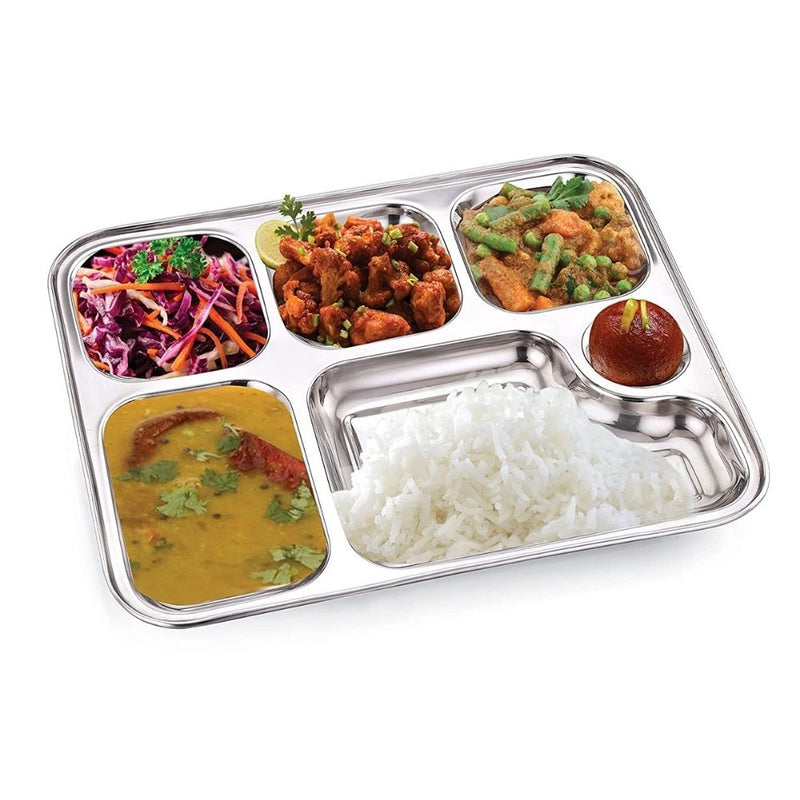Softel Stainless Steel 5 in 1 Partition Plate with Achar compartment