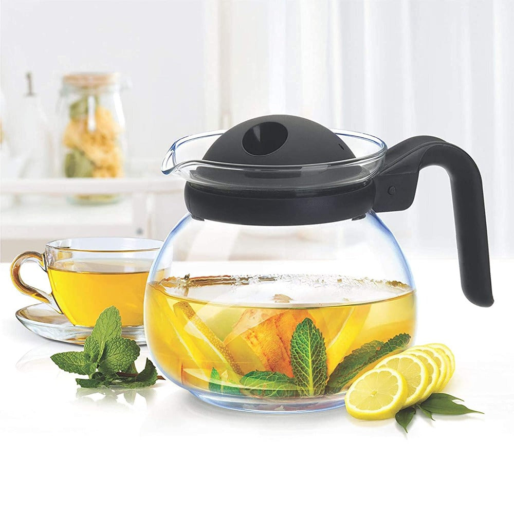 Treo Borosilicate Round 1000 ML Glass Carafe | Transparent & Black