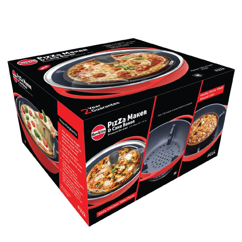 Hawkins Pressure Die-cast 30 cm Pizza Maker & Cake Baker with Glass Li