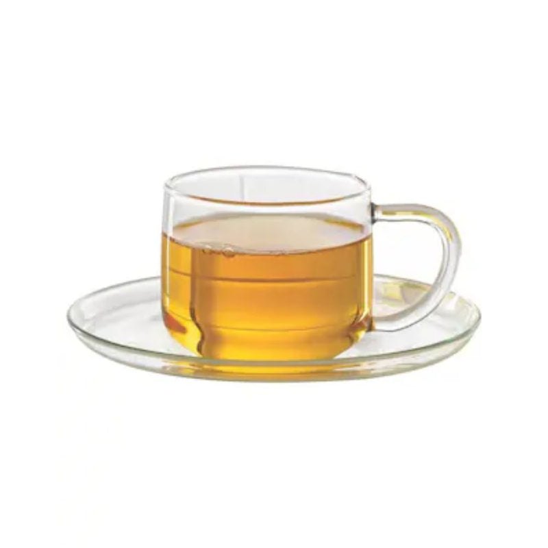 Borosil Piccolo Cup and Saucer Set | Transparent | Set of 12 Pcs