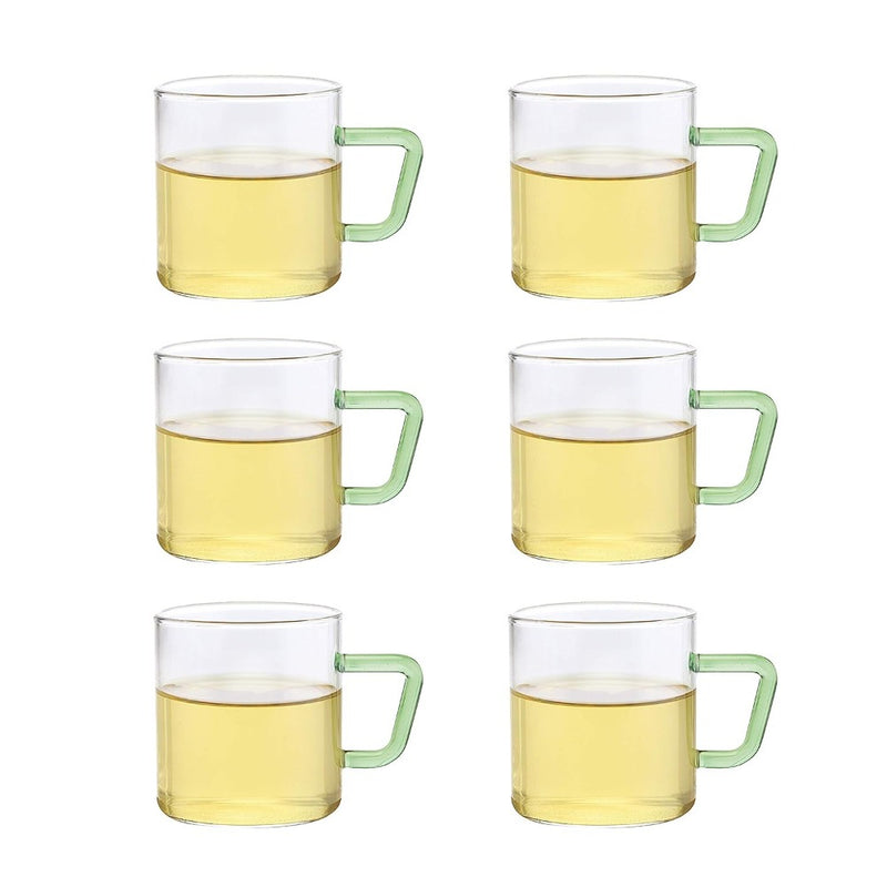 Borosil Vision Classic 190 ML Mug with Green Handle | Transparent | Se