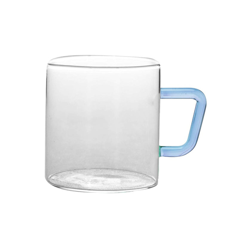Borosil Vision Classic 190 ML Mug with Blue Handle | Transparent | Set