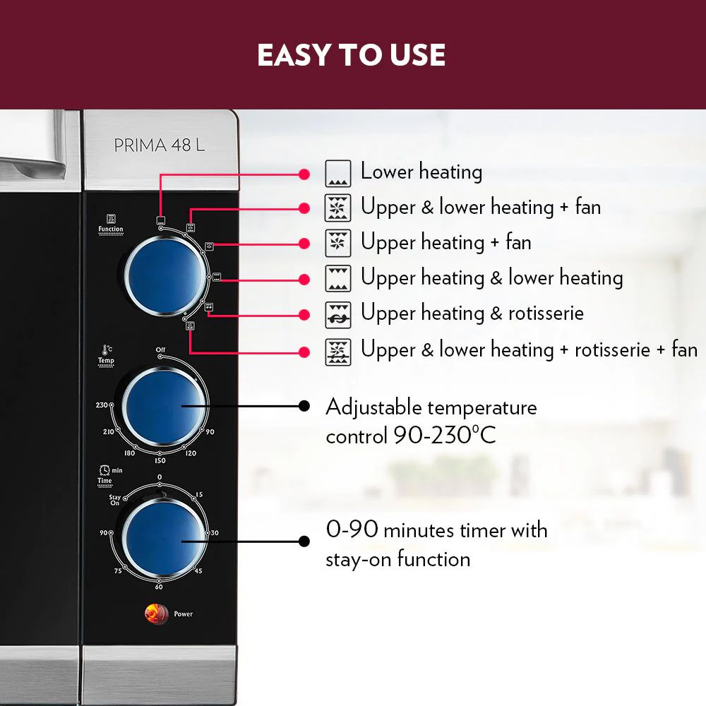 Borosil Prima 48 Litres Digital Oven Toaster & Grill | Motorized Rotis