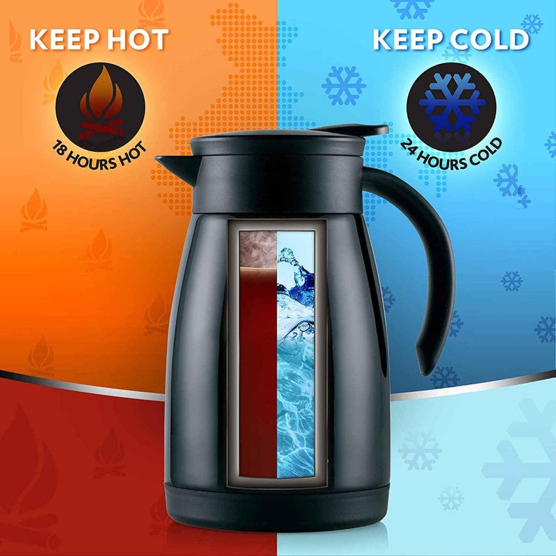 Borosil Insulated Stainless Steel Tea Pot | Hot n Cold | Black