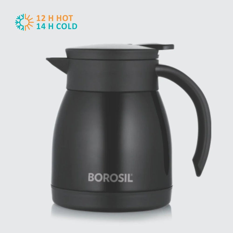 Borosil Insulated Stainless Steel Tea Pot | Hot n Cold | Black