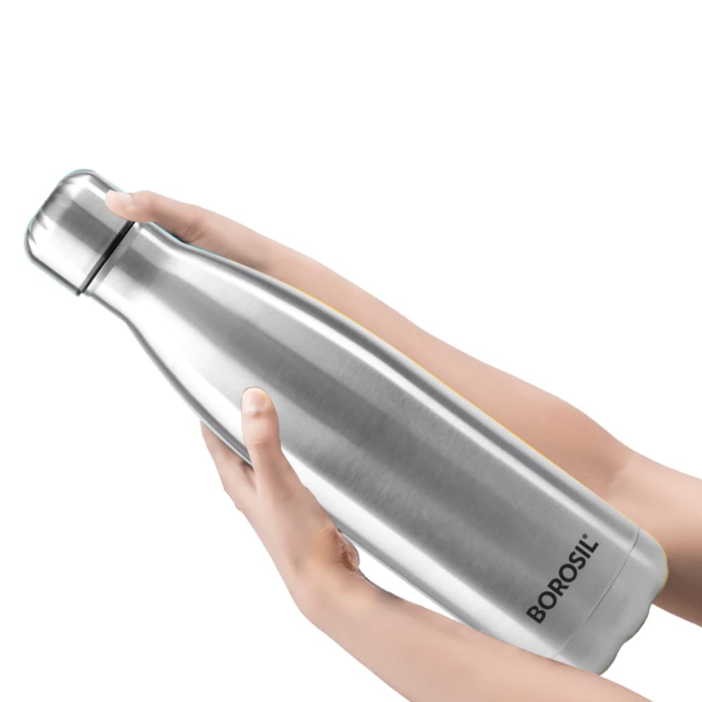 Borosil Stainless Steel Bolt 1000 ML Single Wall Bottle | Silver | 1 P