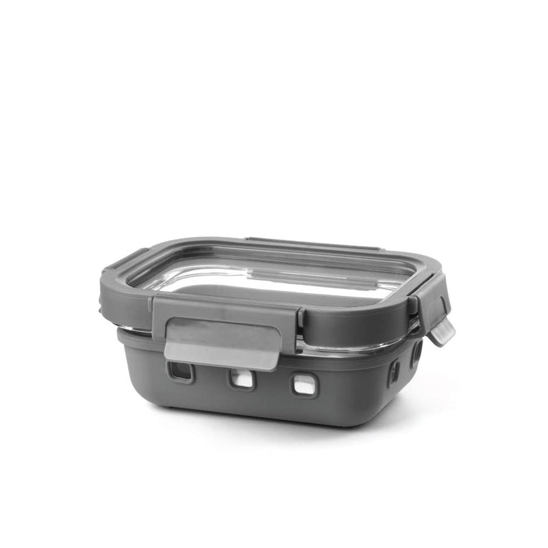 Borosil Klip n Store Plus Rectangular Glass Container | Grey | 1 Pc