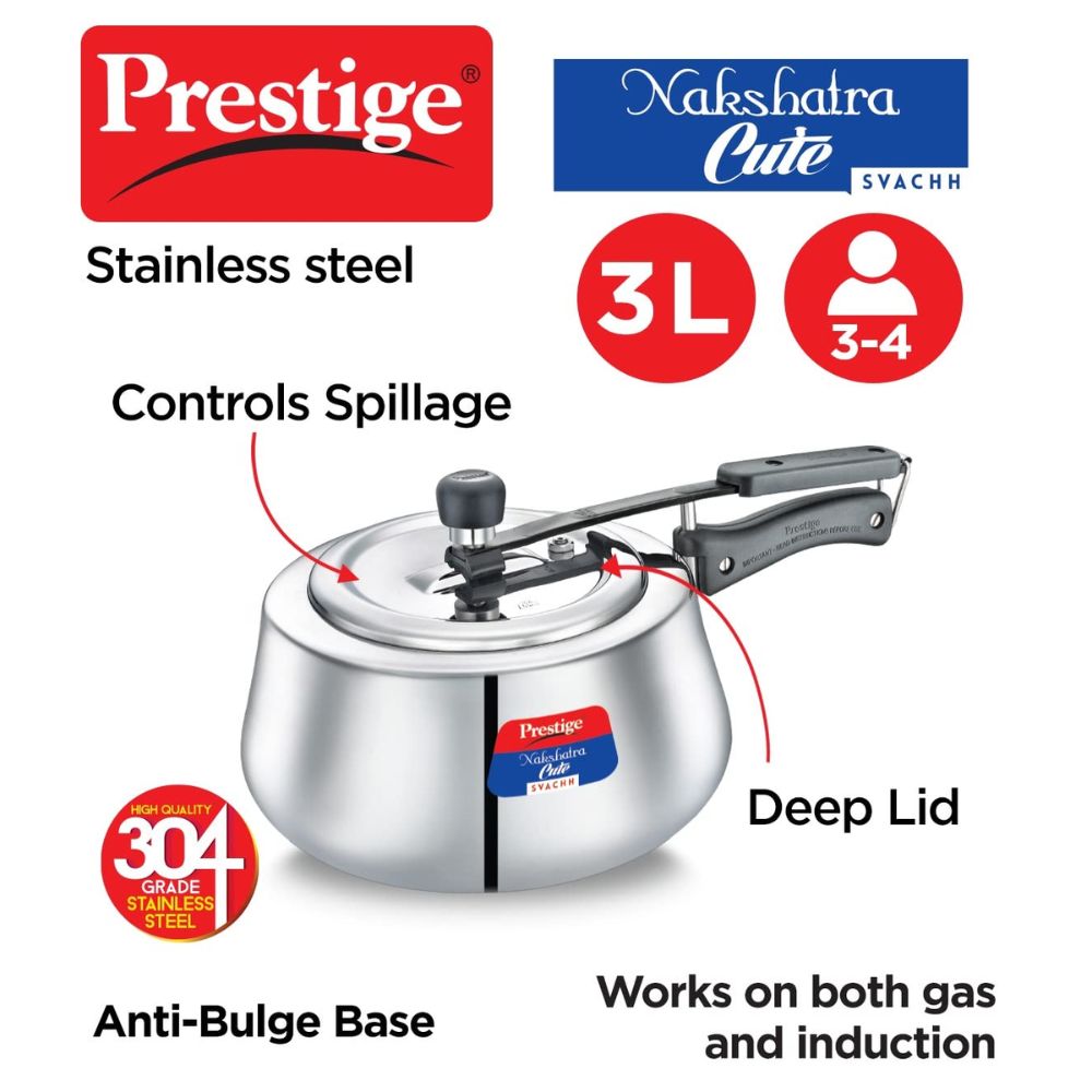 Prestige Svachh Nakshatra Cute Stainless Steel Pressure Cooker | Gas