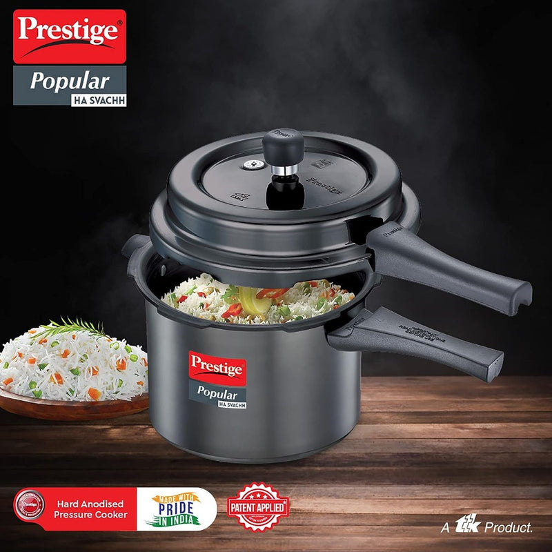 Prestige Popular Svachh Hard Anodised Pressure Cooker | Black