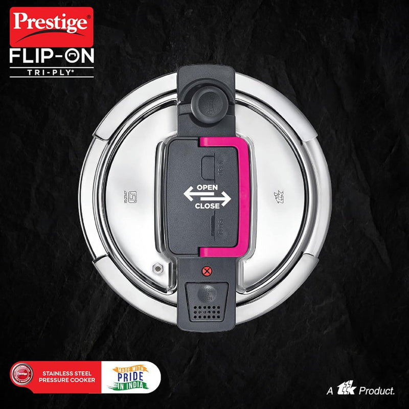 Prestige FLIP-ON Tri-Ply Stainless Steel 22 CM Pressure Cooker with Gl