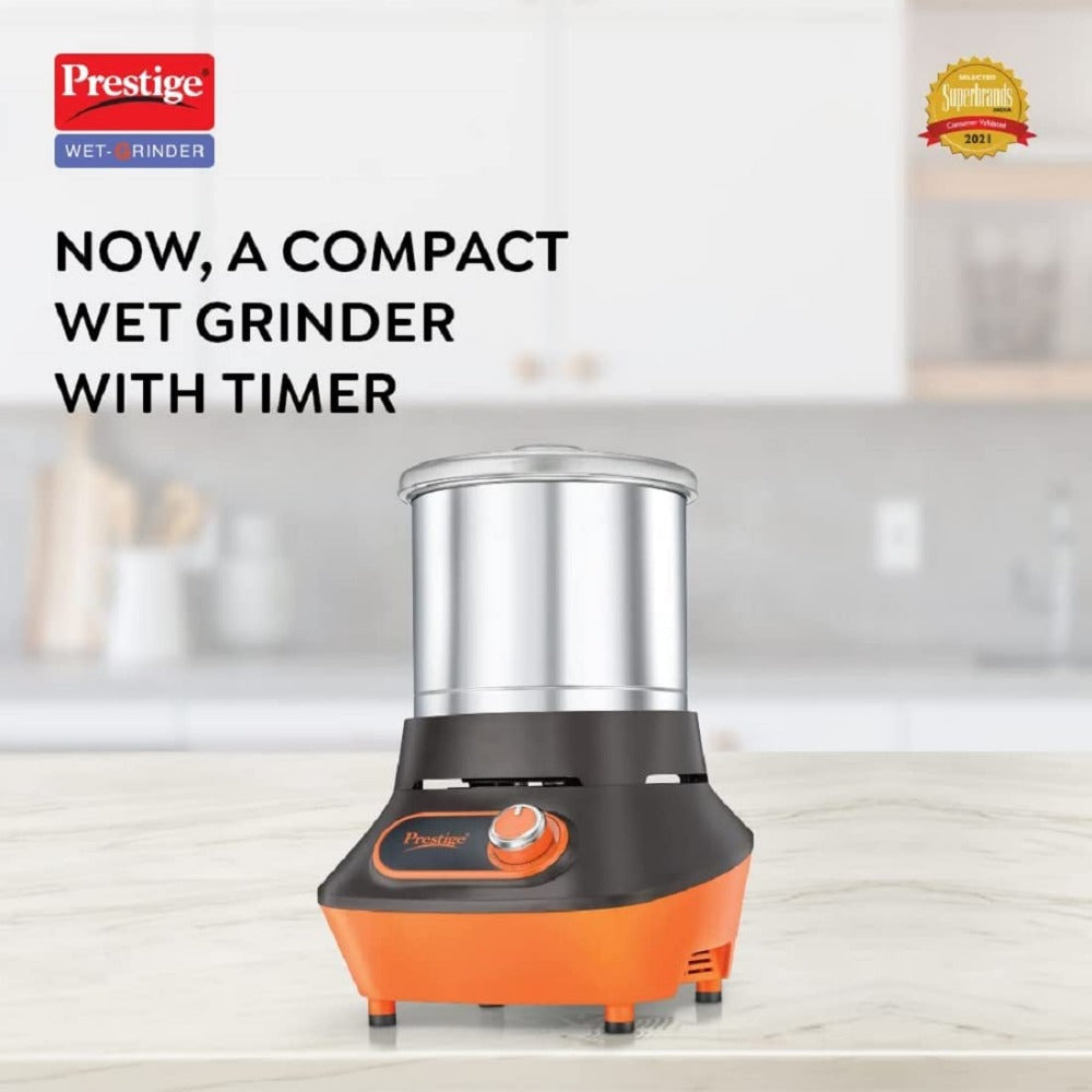 Prestige Vertical PVG 1.5 Litre 200 Watts Wet Grinder | Black & Orange