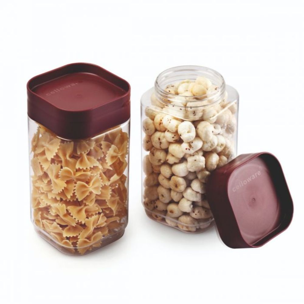 Cello Modustack Square Plastic Canister | Set of 2 Pcs