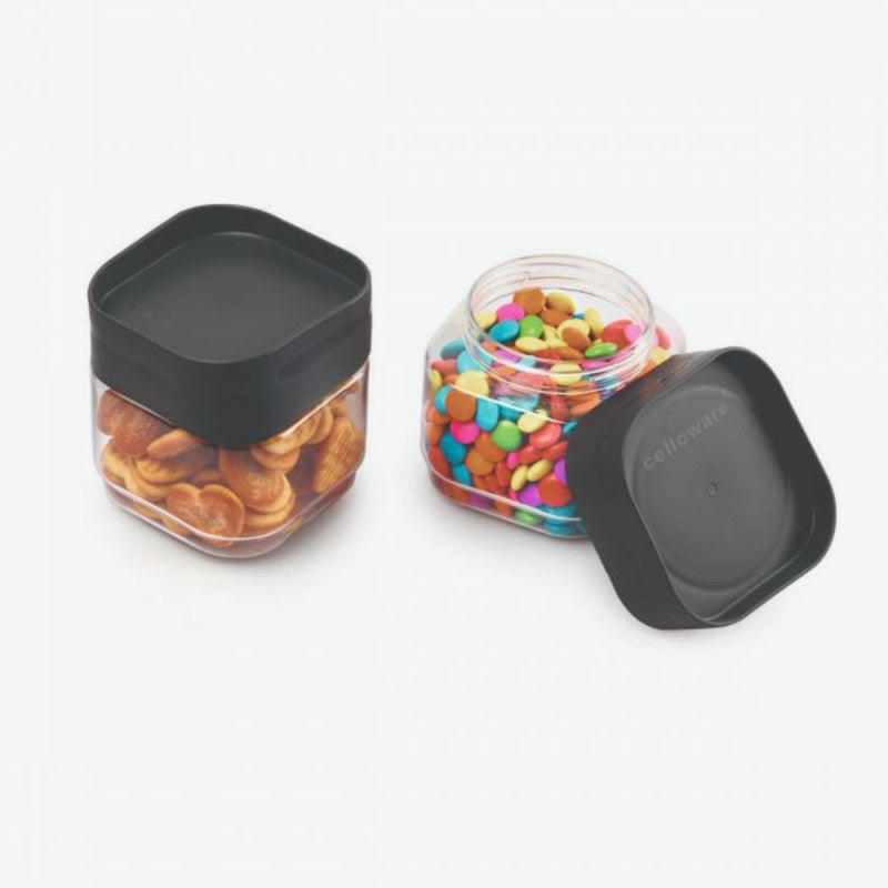 Cello Modustack Square Plastic Canister | Set of 2 Pcs