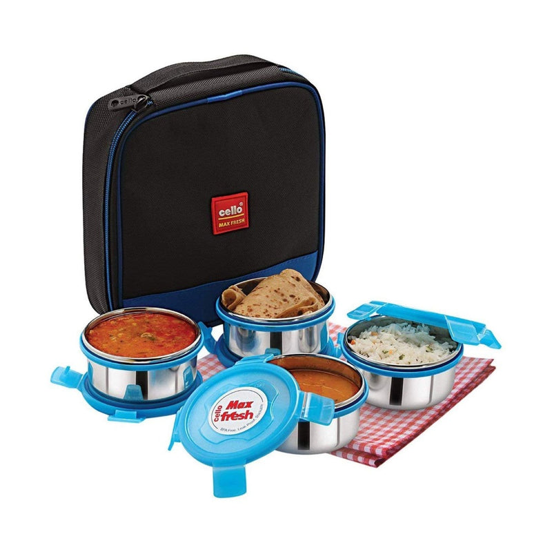 Cello Max Fresh Supremo 4 Containers Stainless Steel Lunch Box