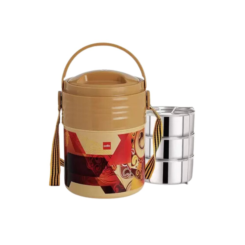 Cello Lunch Box Meal Kit | Stainless Steel | Airtight| 3/4 containers