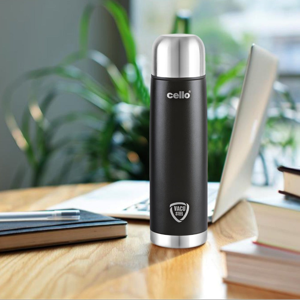 Cello Duro Flip Tuff Steel Water Bottle with Durable DTP Coating | 1 P