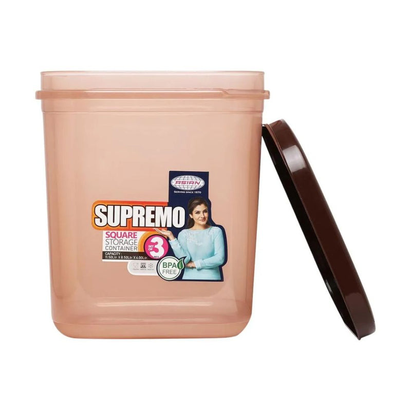 Asian Supremo Square Plastic Storage Container | Stackable | Multipurp