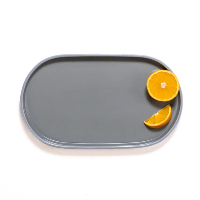 Rena Porcelain Loop Shape Dining Table Platter | Serving Tray | Grey