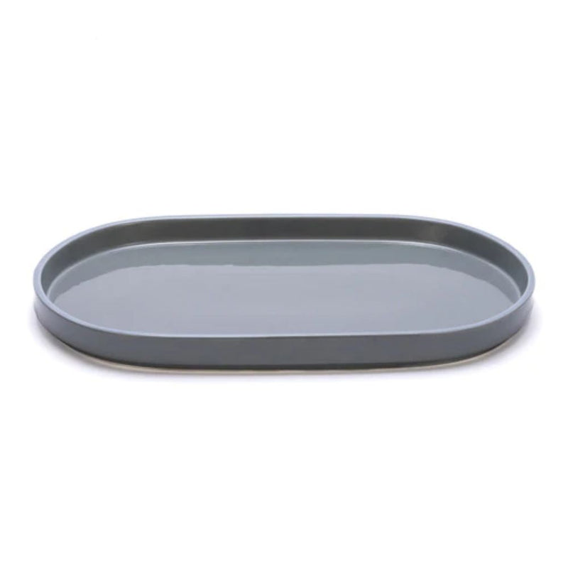 Rena Porcelain Loop Shape Dining Table Platter | Serving Tray | Grey