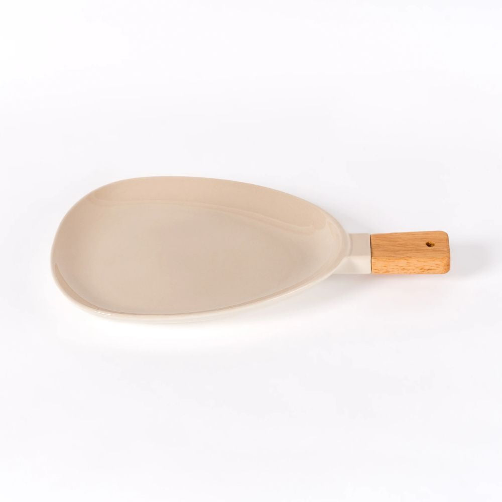 Rena Porcelain Sandbar Dining Table Platter | Serving Tray | Beige | 1