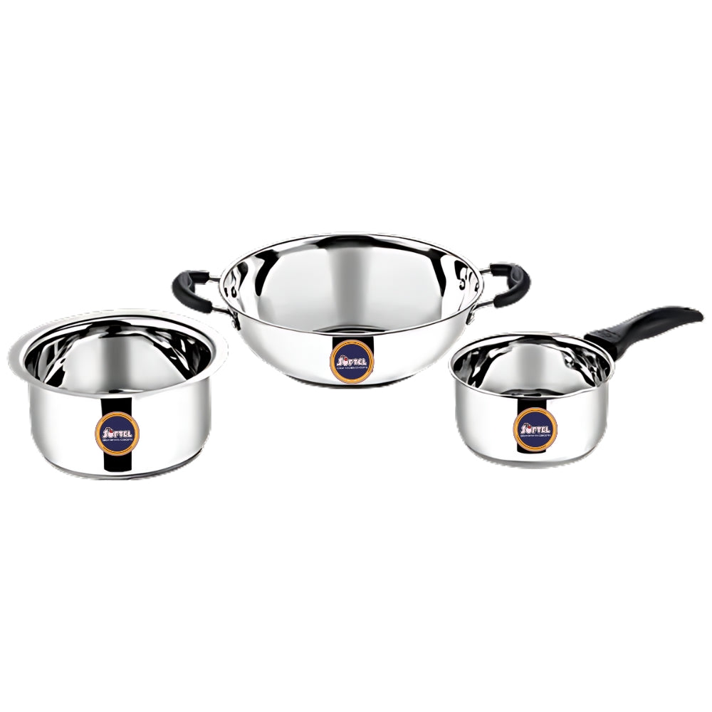 Softel Master Induction Base Stainless Steel Cookware Set (Kadai + Tas ...
