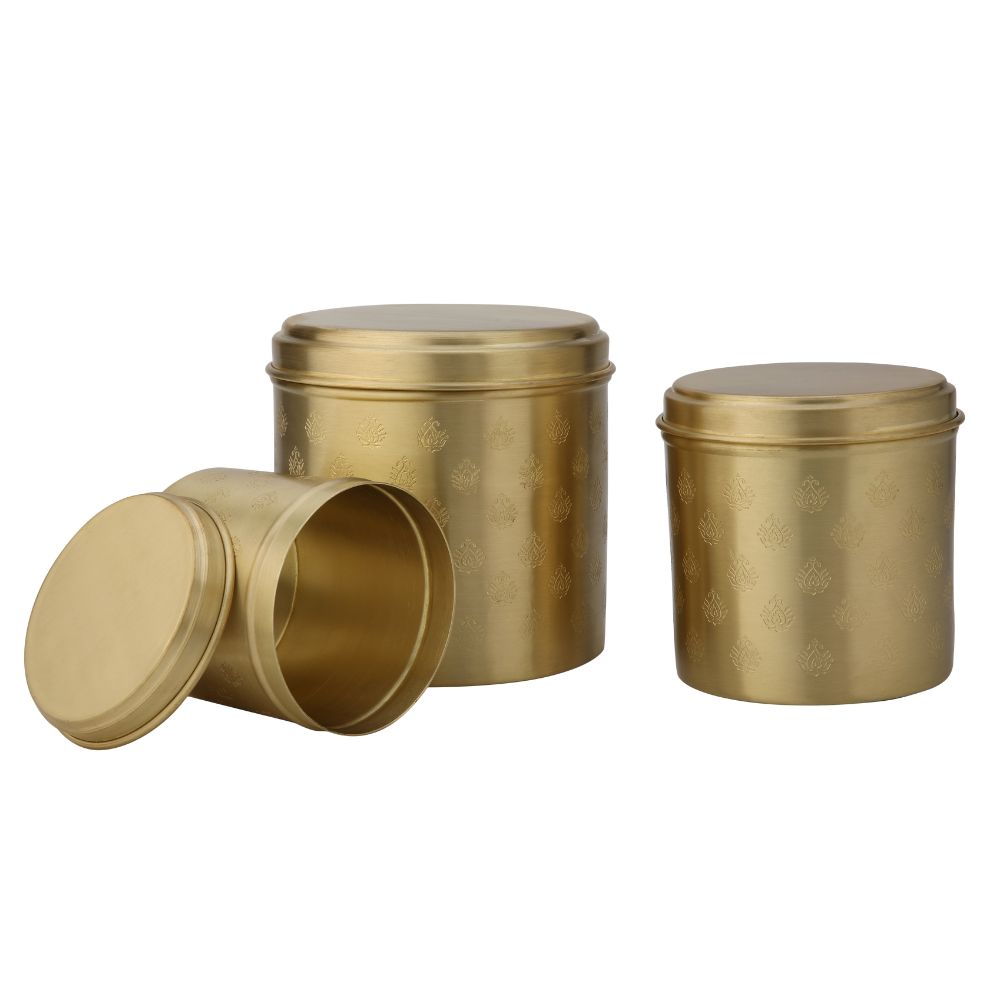 LaCoppera Pure Brass Mor Round Dabba | Spice & Snack Container | 1 Pc ...