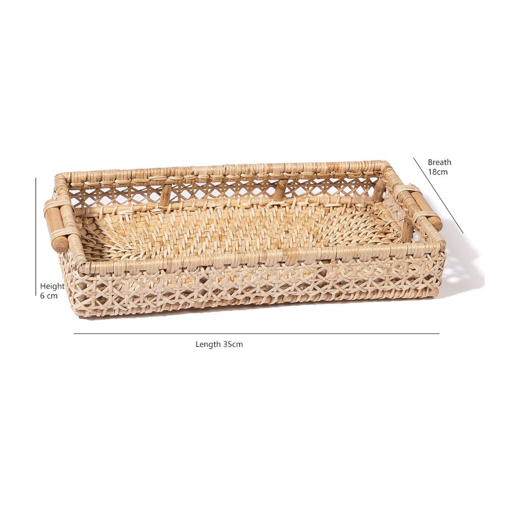 Rena Cane Rectangular Serving Tray - Large | 1 Pc