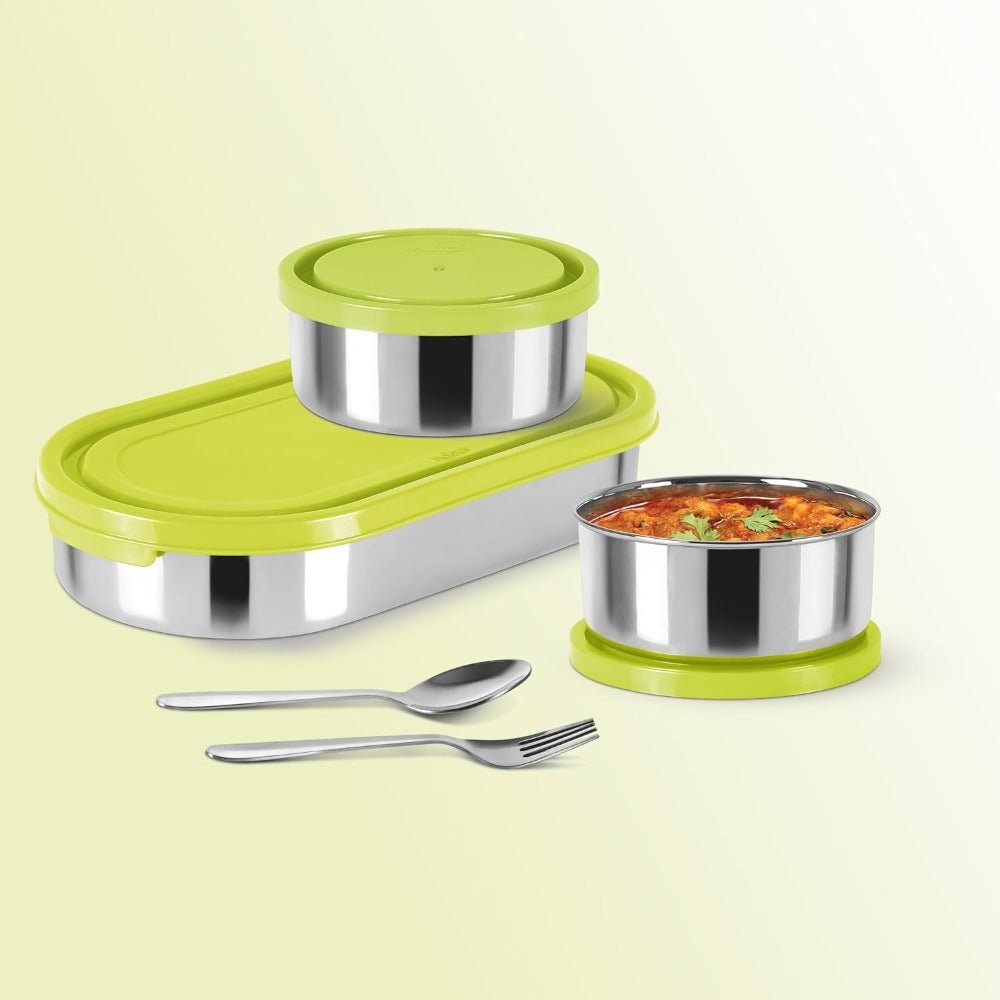 Milton Cubite Stainless Steel Tiffin with 3 Containers | Food Grade