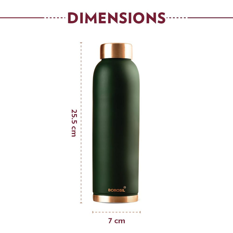 Borosil Eco 1000 ML Powder Coated Matte Finish Copper Bottle | 1 Pc