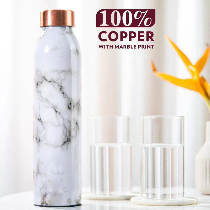 Borosil Marble 750 ML Copper Bottle | 1 Pc