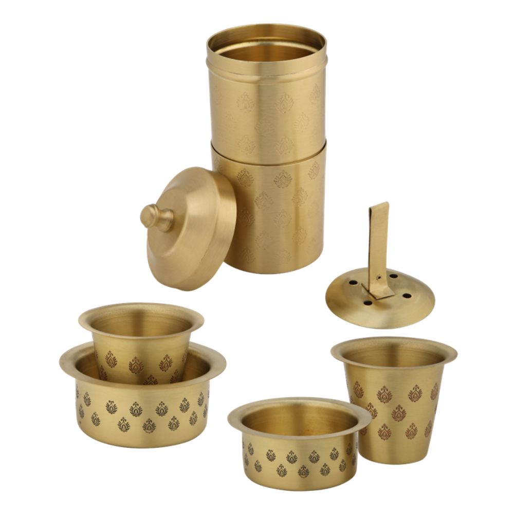 LaCoppera Antique Gold Brass Coffee Filter Set | Coffee Dabra Cup and ...