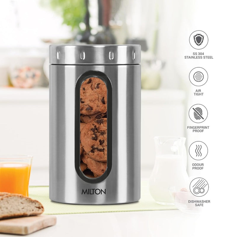 Milton Stainless Steel Crispy Storage Jar | Silver | 1 Pc