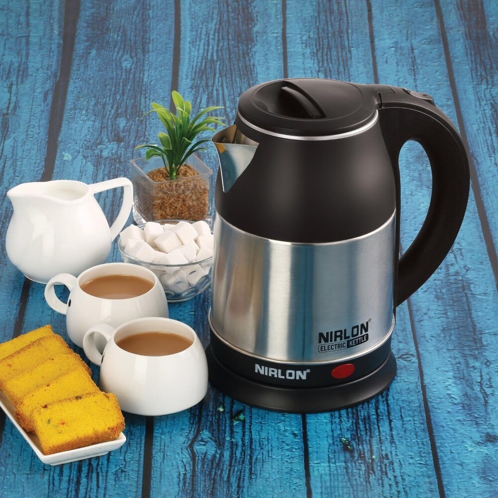 Nelcon Flambeau 1.8 Litre 1500 Watts Electric Kettle | Silver & Black ...