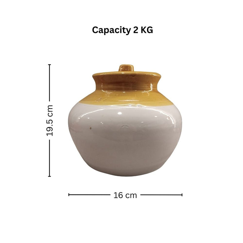 RasoiShop Lota Ceramic Jar | Achaar Barni/ Pickle Jar | Handi Shape