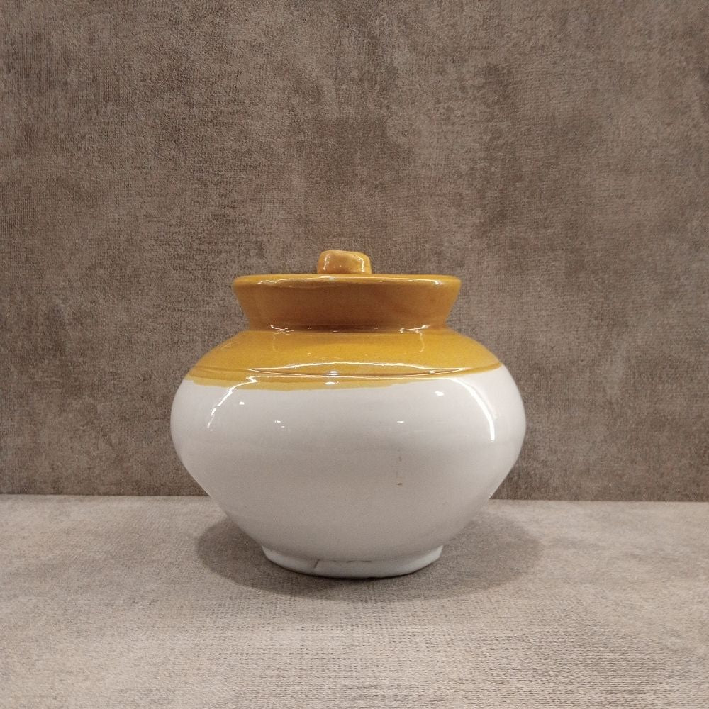RasoiShop Lota Ceramic Jar | Achaar Barni/ Pickle Jar | Handi Shape