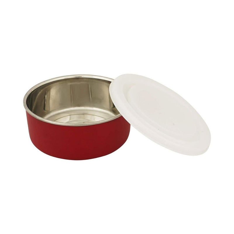 RasoiShop Stainless Steel Round Dabba with Plastic Lid | Microwave Saf