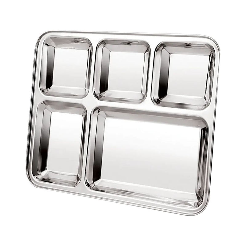 Softel Stainless Steel 5 in 1 Partition Plate | Perfect for Lunch, Din