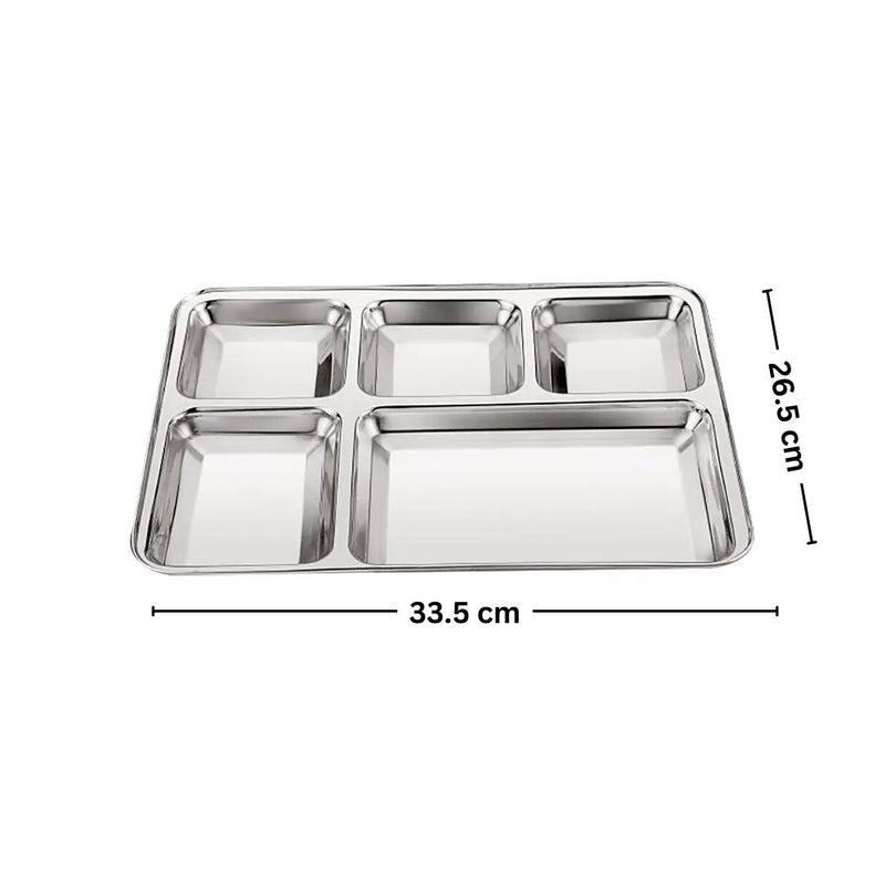 Softel Stainless Steel 5 in 1 Partition Plate | Perfect for Lunch, Din