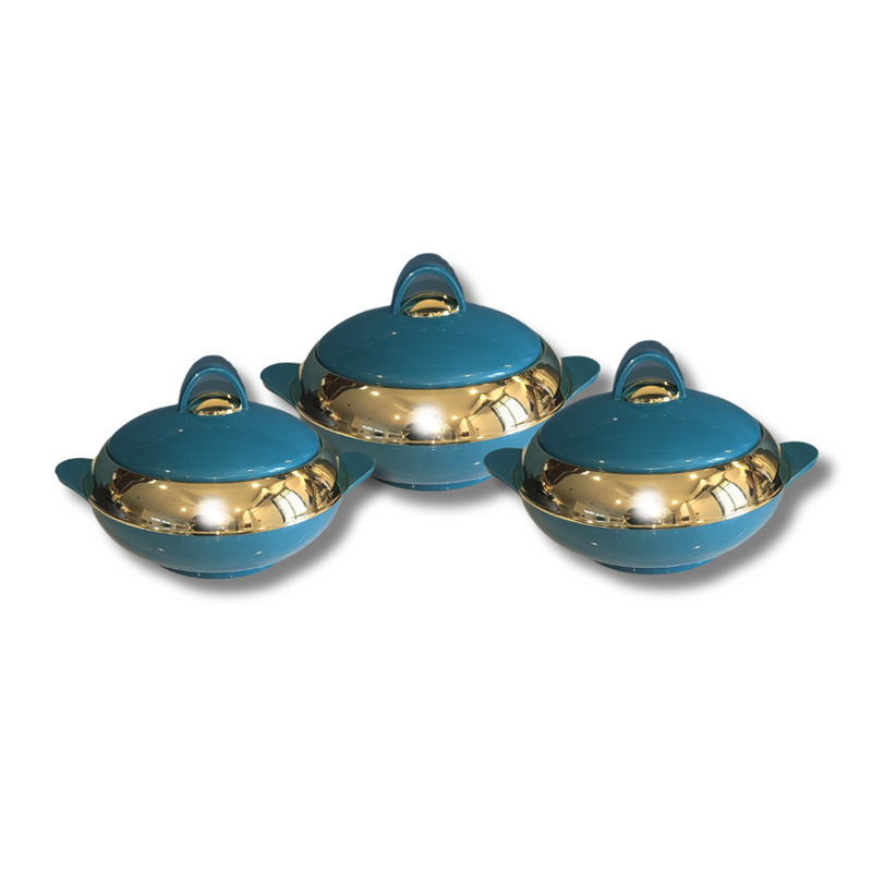 Asian Lotus Chrome Non Deluxe Insulated Casserole | Set of 3 Pcs