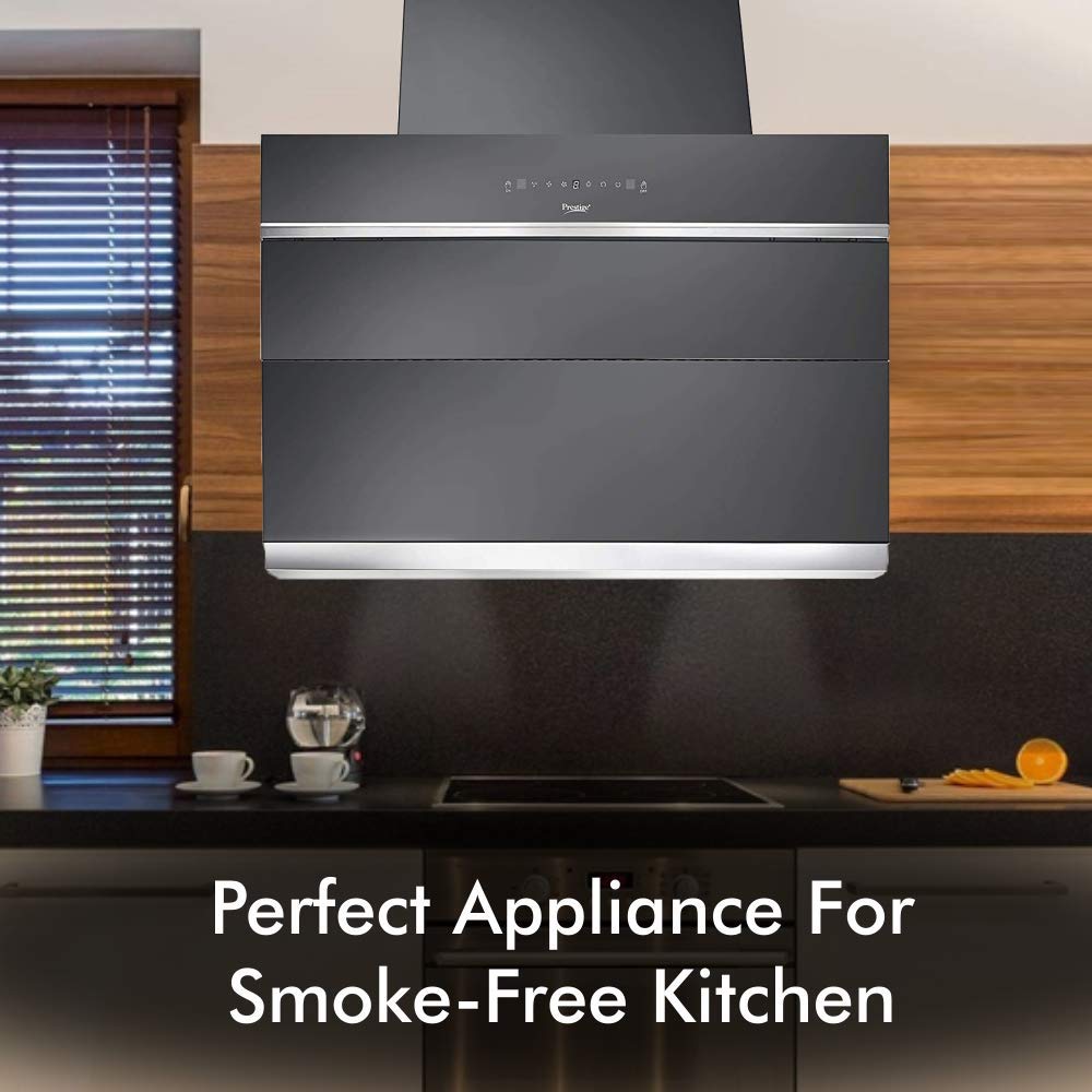 Prestige 90 cm 1100 m³/HR Auto-Clean Angular Kitchen Chimney (Black)