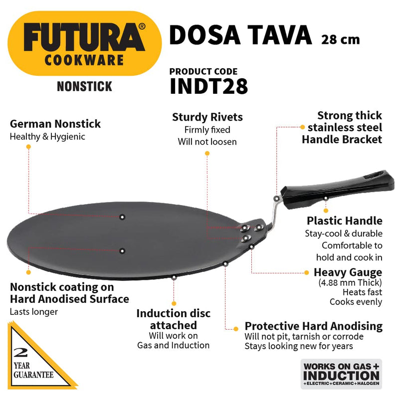 Hawkins Futura Nonstick Dosa Tava | Induction Bottom | Black