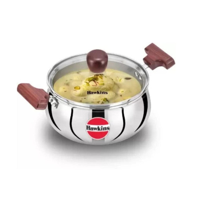 Hawkins Tri-Ply Stainless Steel Cook and Serve Handi with Glass Lid
