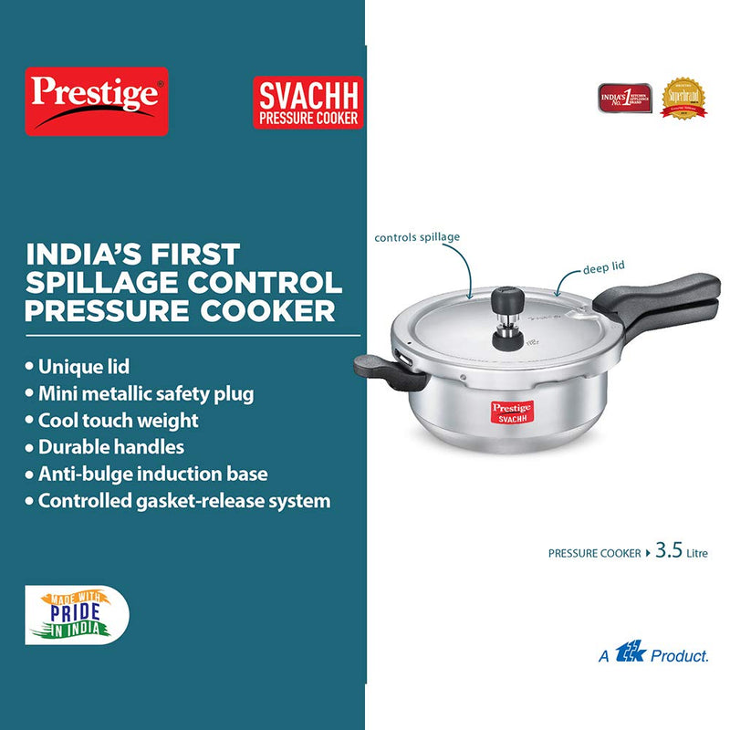 Prestige Svachh Aluminium Deep Pressure Pan | Gas & Induction Compatib