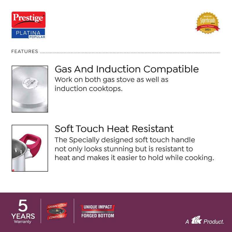 Prestige Platina Popular Stainless Steel Casserole with Glass Lid | In