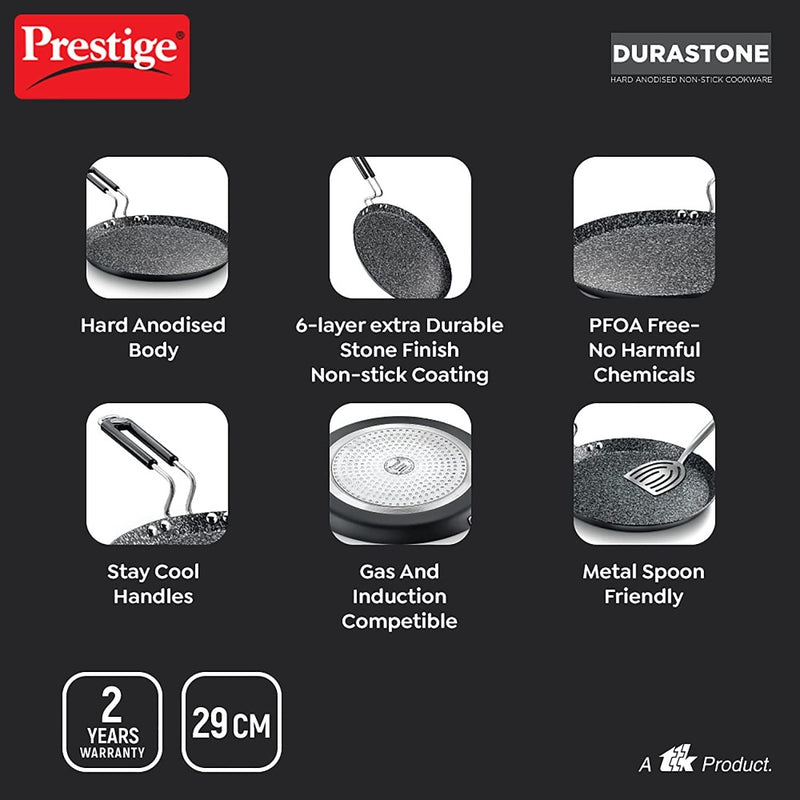 Prestige Durastone Hard Anodised 6 Layer Non-Stick Coating Omni Tawa