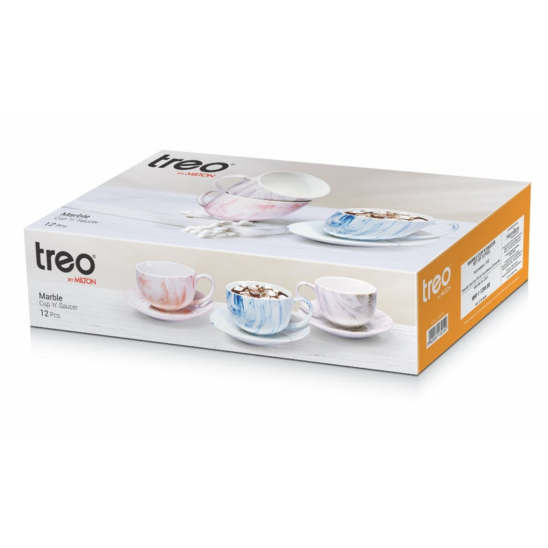Treo Marble Cup N Saucer | Set of 12 Pcs