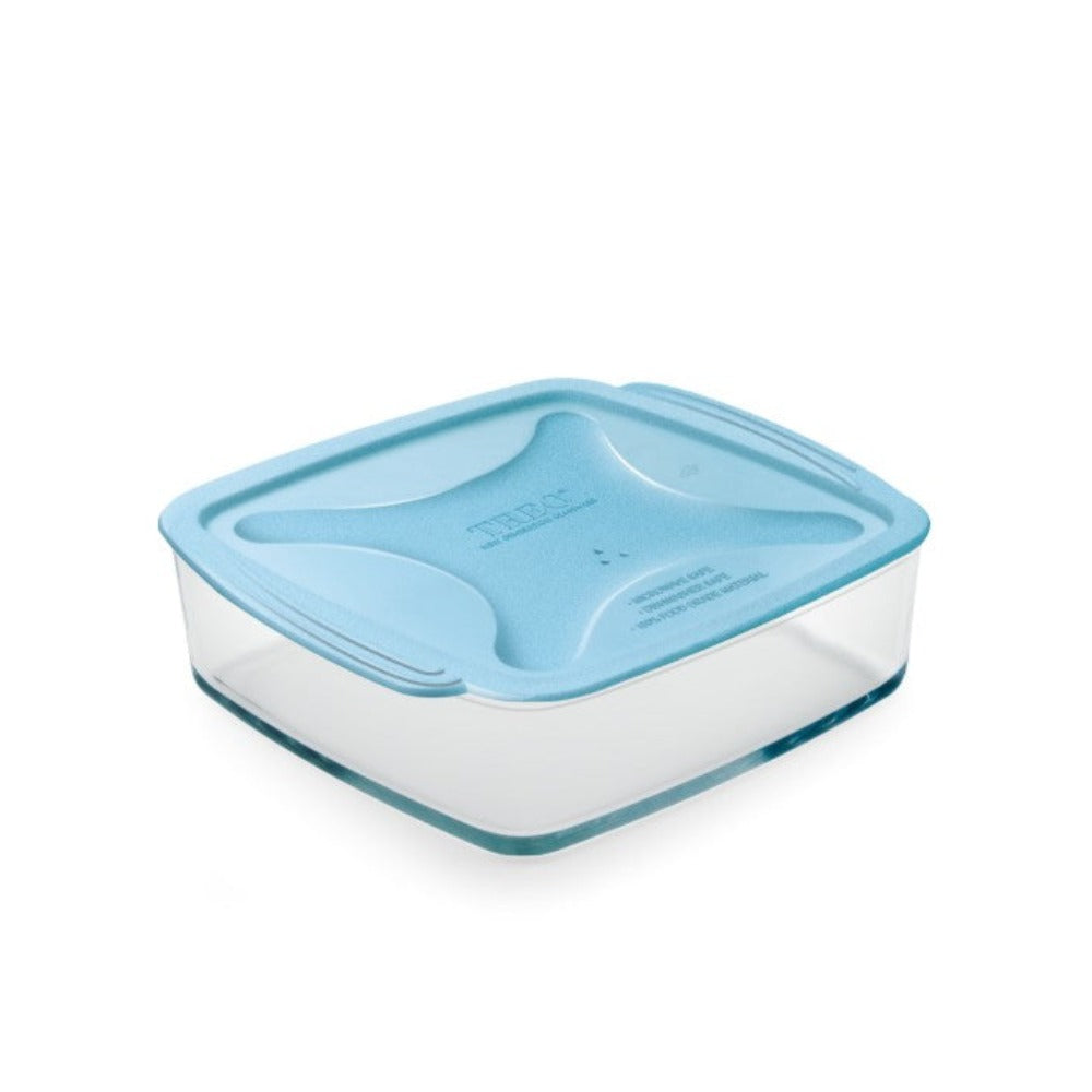 Treo Borosilicate 650 ML Square Dish with Microwavable Lid | Transpare