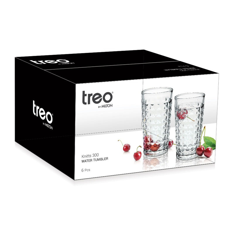 Treo Knitts 300 ML Tumbler | Transparent | Set of 6 Pcs