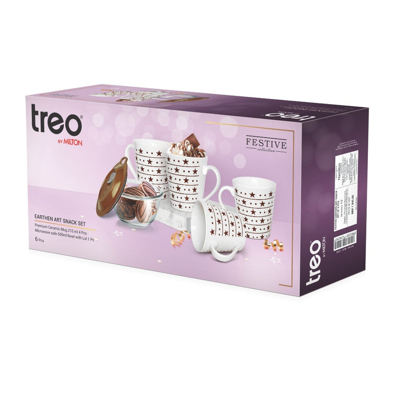 Treo Festive Earthen Art Snack Set | Set of 6 Pcs